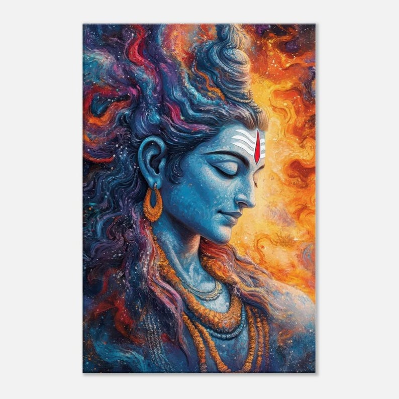 Lord Shiva Cosmic Side Profile Portrait Canvas Print, Wall Art Home ...