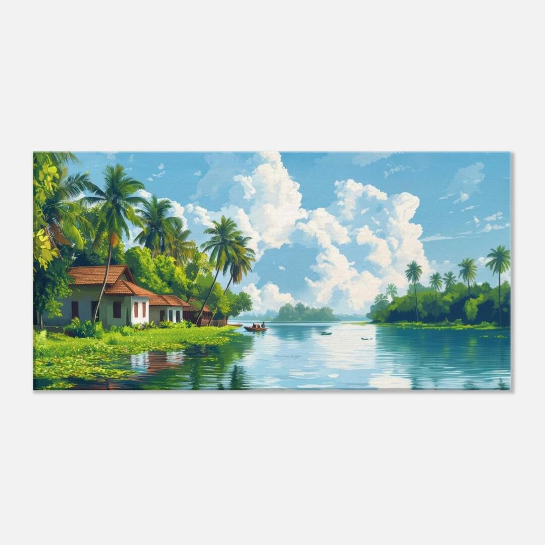 Backwaters of Kerala Wide Angle Canvas Print, Wall Art Home Office ...