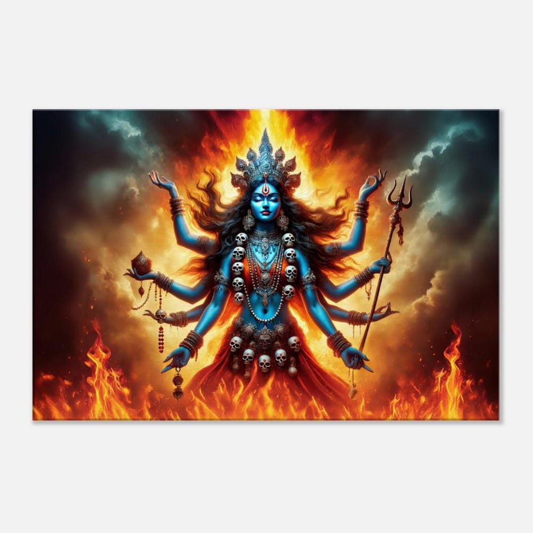 Kali Hindu Goddess of Destruction Flames and Fury Canvas Print, Hindu ...