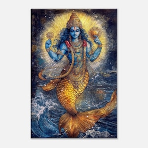 Matsya Avatar of Lord Vishnu Canvas Print, Wall Art Home Office Room ...