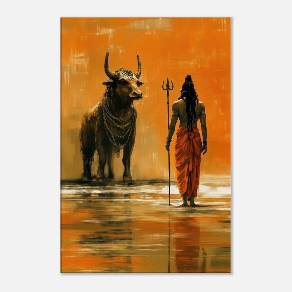 Lord Shiva and Nandi the Divine Bull Canvas Print, Wall Art Home Office ...