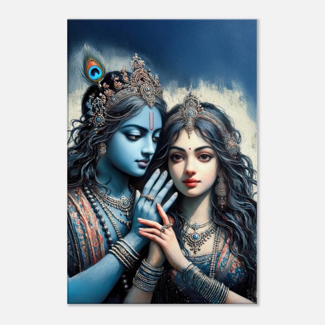 Lord Krishna and Radha Portrait Canvas Print, Wall Art Home Studio ...