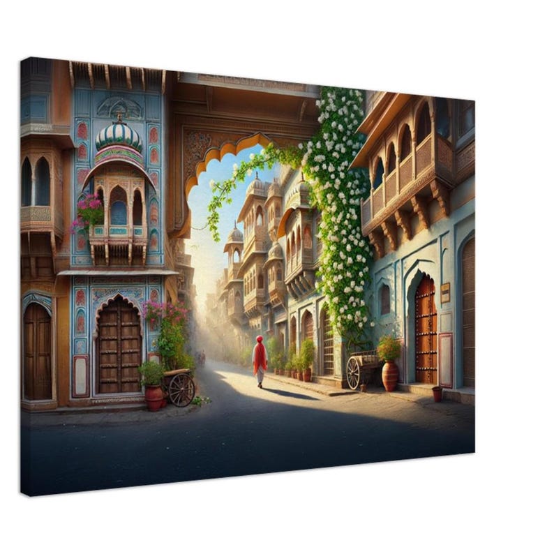 Rajasthani Haveli and Street Scene Canvas Print, Wall Art Home Office ...