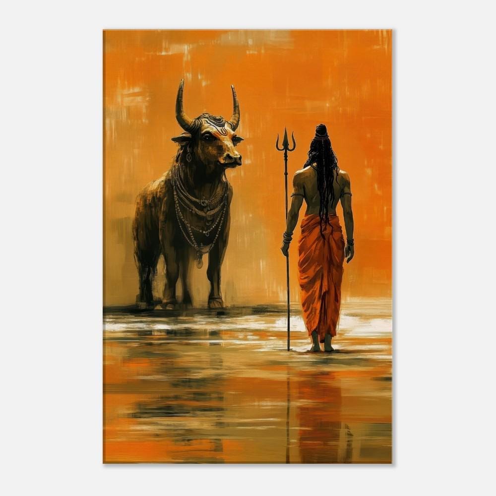 Lord Shiva and Nandi the Divine Bull Canvas Print, Wall Art Home Office ...