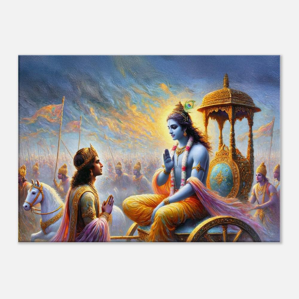Lord Krishna Conversing With Arjuna at Kurukshetra Canvas Print Gita ...