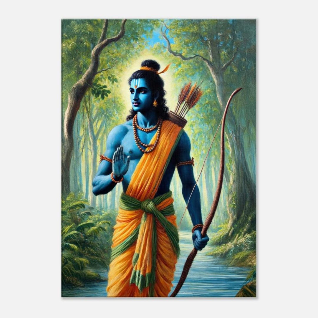 Lord Rama in the Woods Canvas Art Print, Peaceful Forest Scene, Wall ...