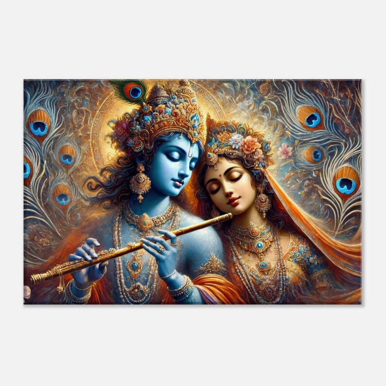 Lord Krishna and Radha Canvas Print, Wall Art Home Office Living Room ...