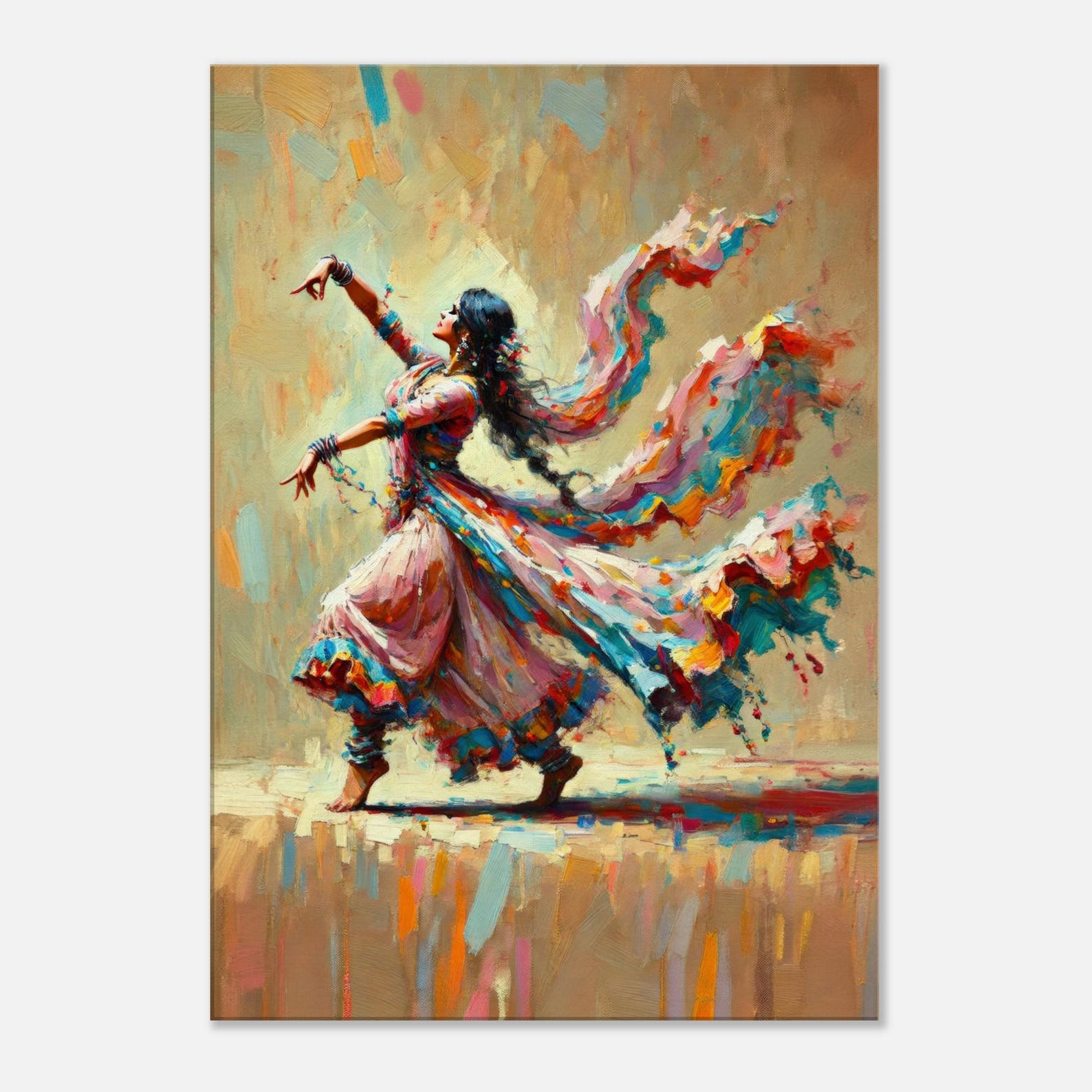 Dancing Indian Woman Canvas Print Wall Art, Ready to Hang, Ethnic ...