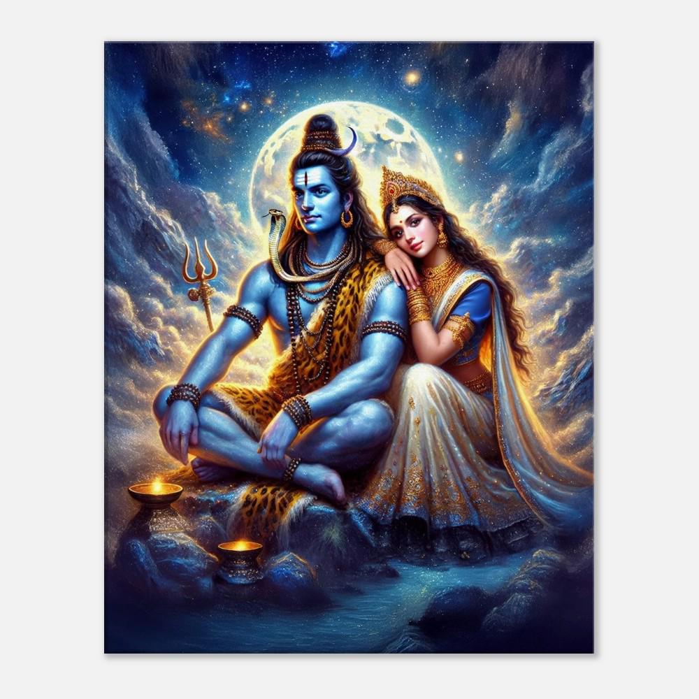 Lord Shiva and Goddess Parvati in a Cosmic Setting Canvas Print, Wall ...