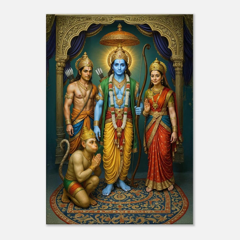 Sri Ram Parivar Lord Rama Lakshmana Sita and Hanuman Canvas Print, Wall ...
