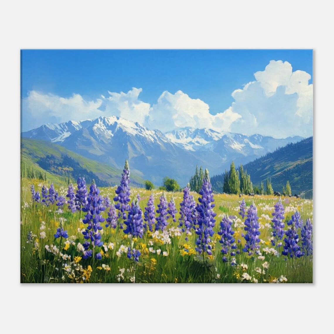 Kashmir Valley With Lupine and Mountain Wildflowers, Canvas Print, Wall ...