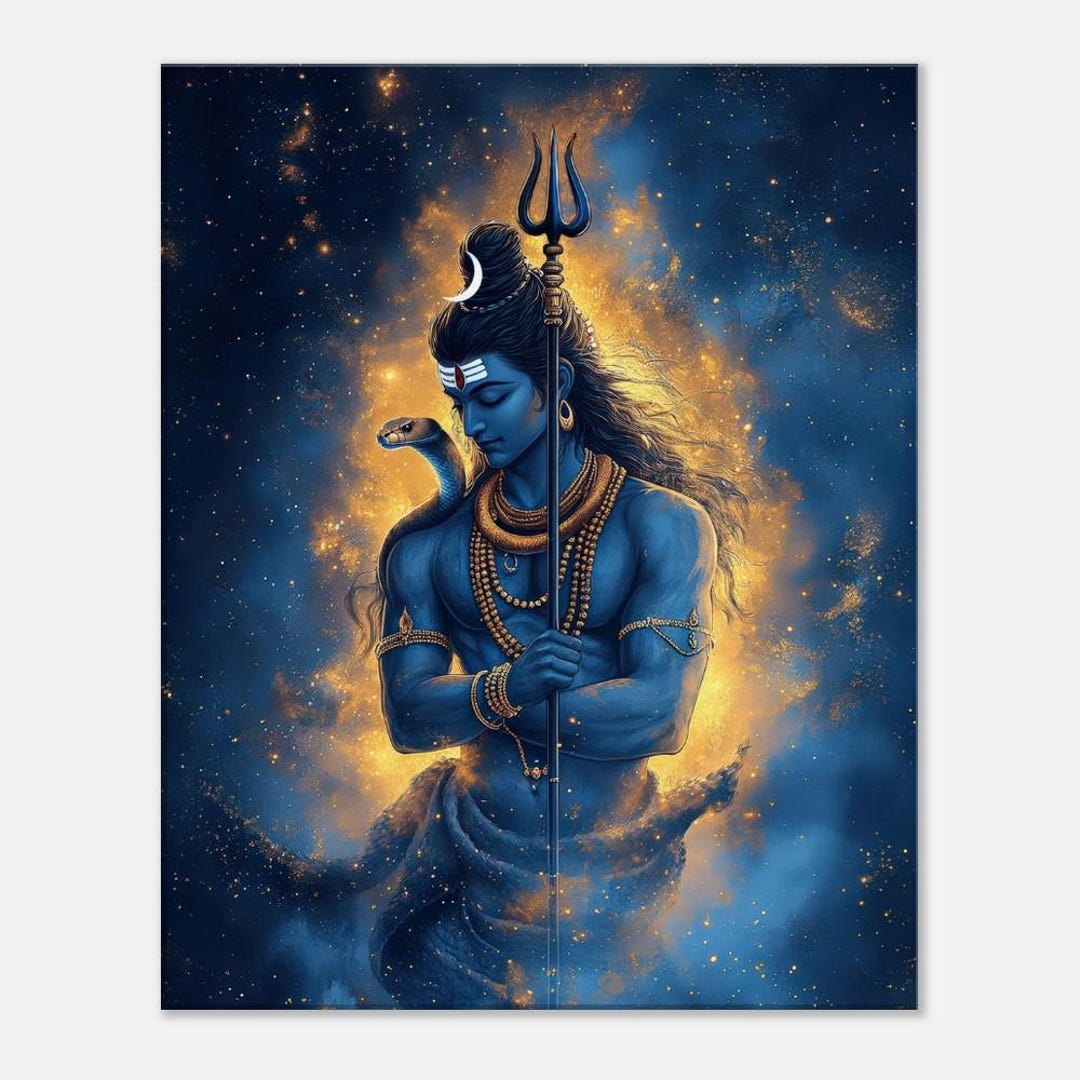 Celestial Lord Shiva Canvas Print, Wall Art Home Studio Vertical Decor ...