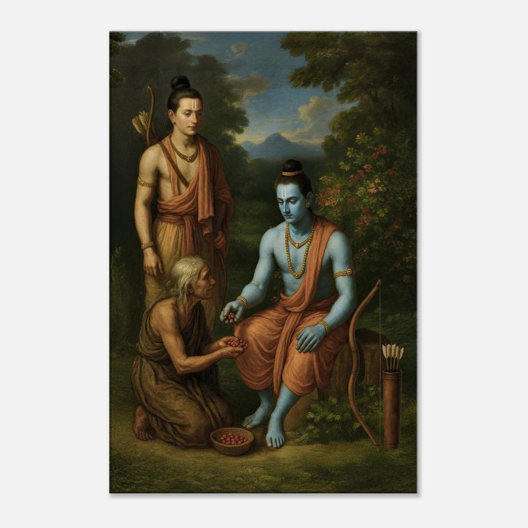Lord Rama and the Devotion of Shabari, Wall Art Home Office Studio Dorm ...