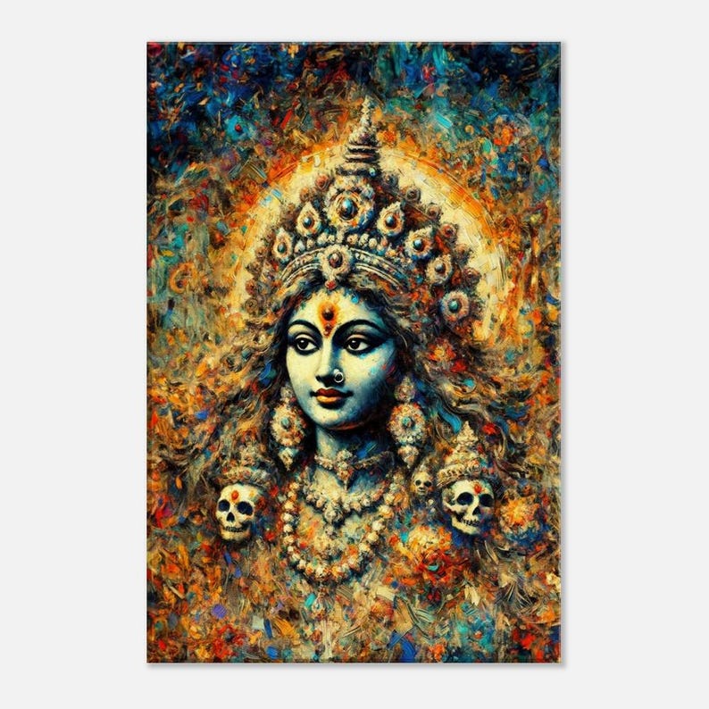 Hindu Goddess of Death Kali, Canvas Print, Portrait With Skulls, Wall ...