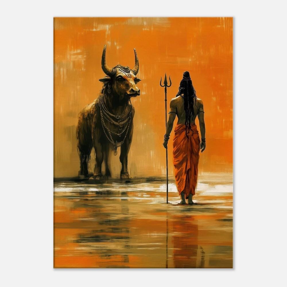 Lord Shiva and Nandi the Divine Bull Canvas Print, Wall Art Home Office ...