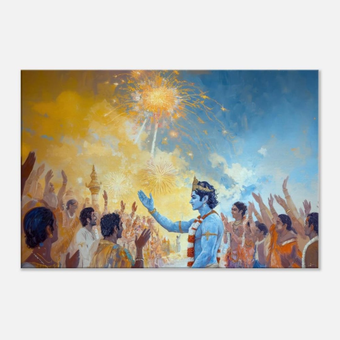 Lord Rama Returns to Ayodhya Canvas Print, Indian Hindu Heritage Gift ...