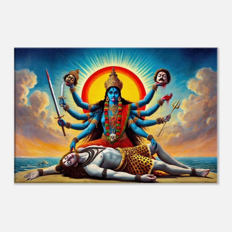 Kali Calms Down After Lord Shiva Blocks Her Path of Destruction Canvas ...
