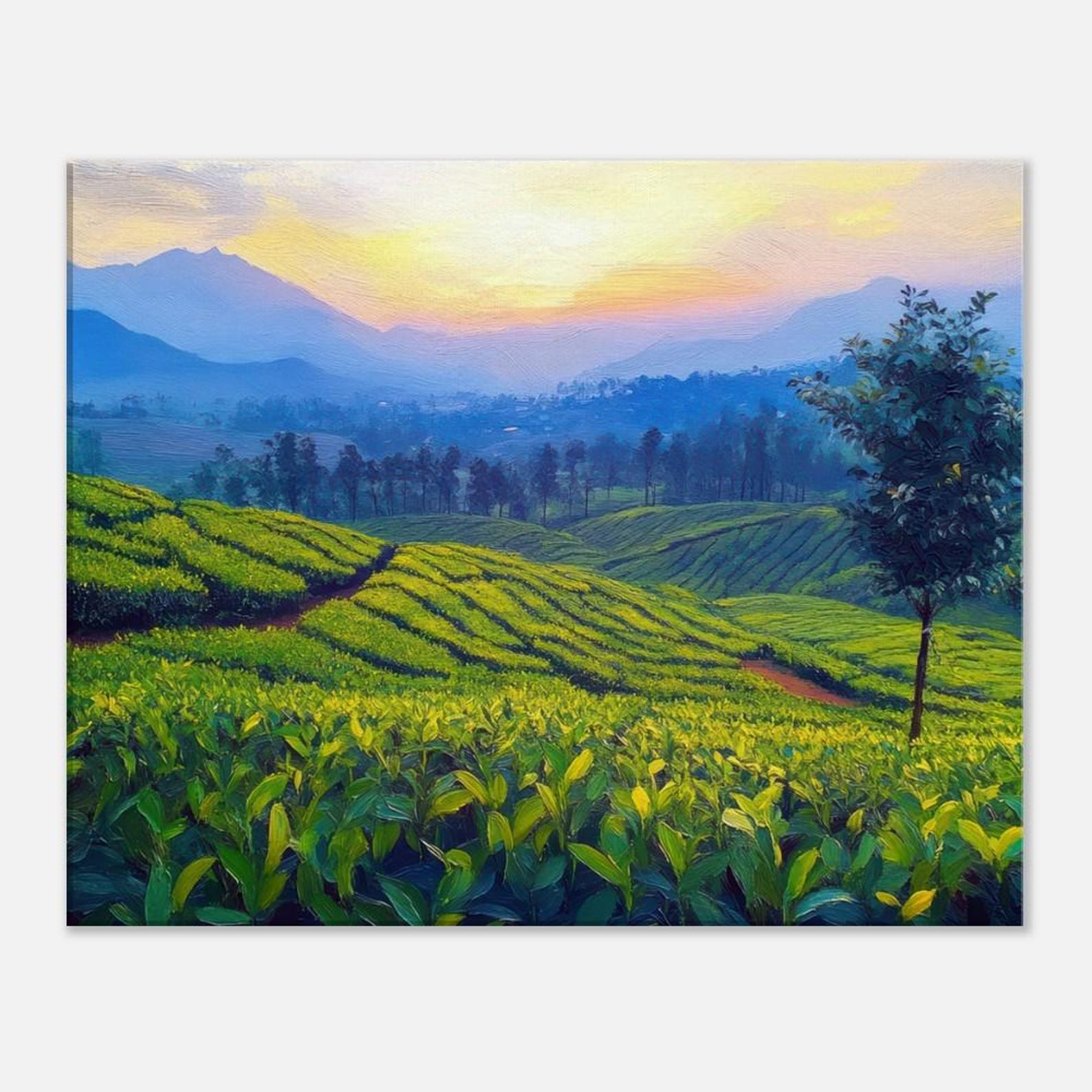 Kerala Tea Plantation Dawn Canvas Print, Wall Art Home Office Living ...