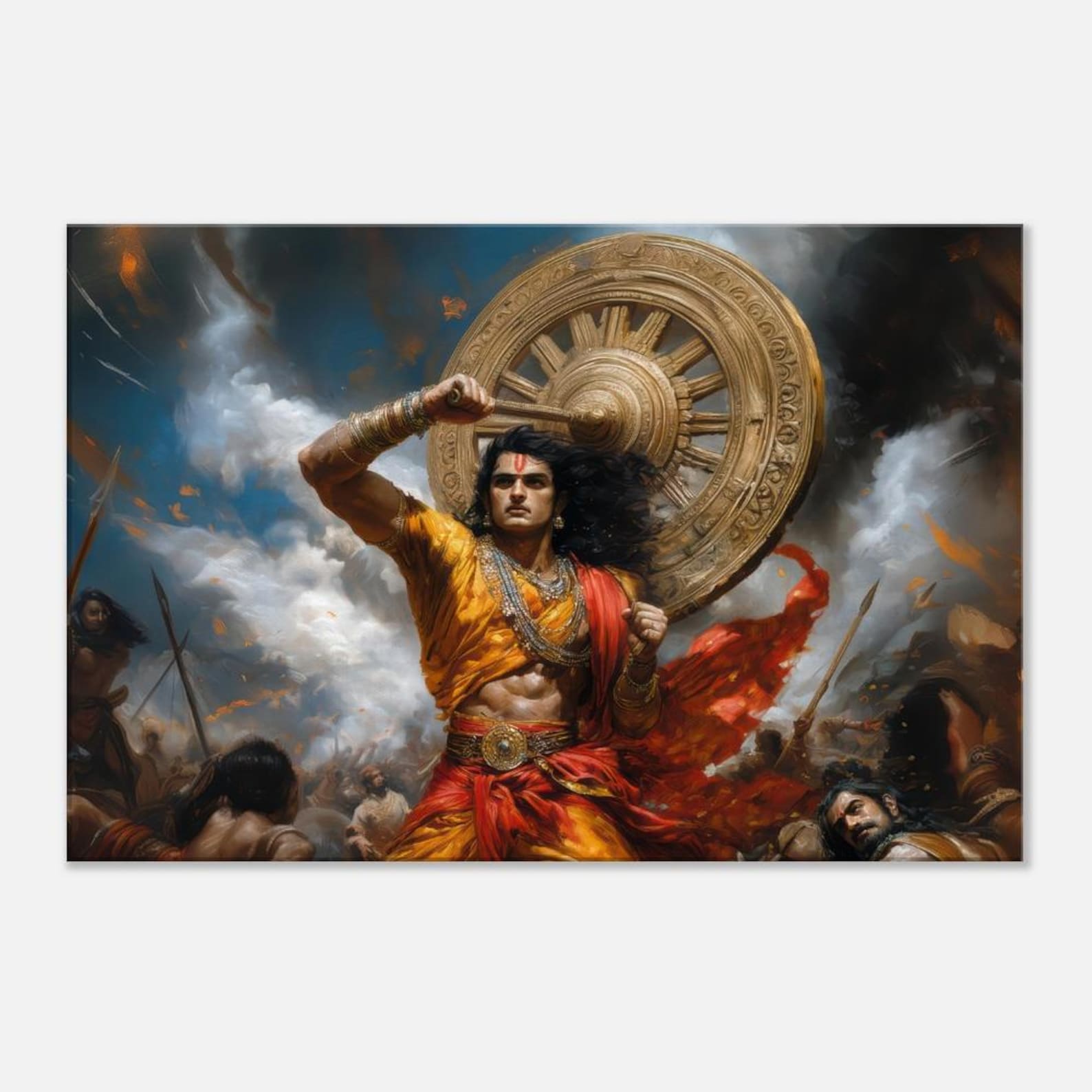 Abhimanyu, Son of Arjuna, Fighting With a Chariot Wheel Canvas Print ...