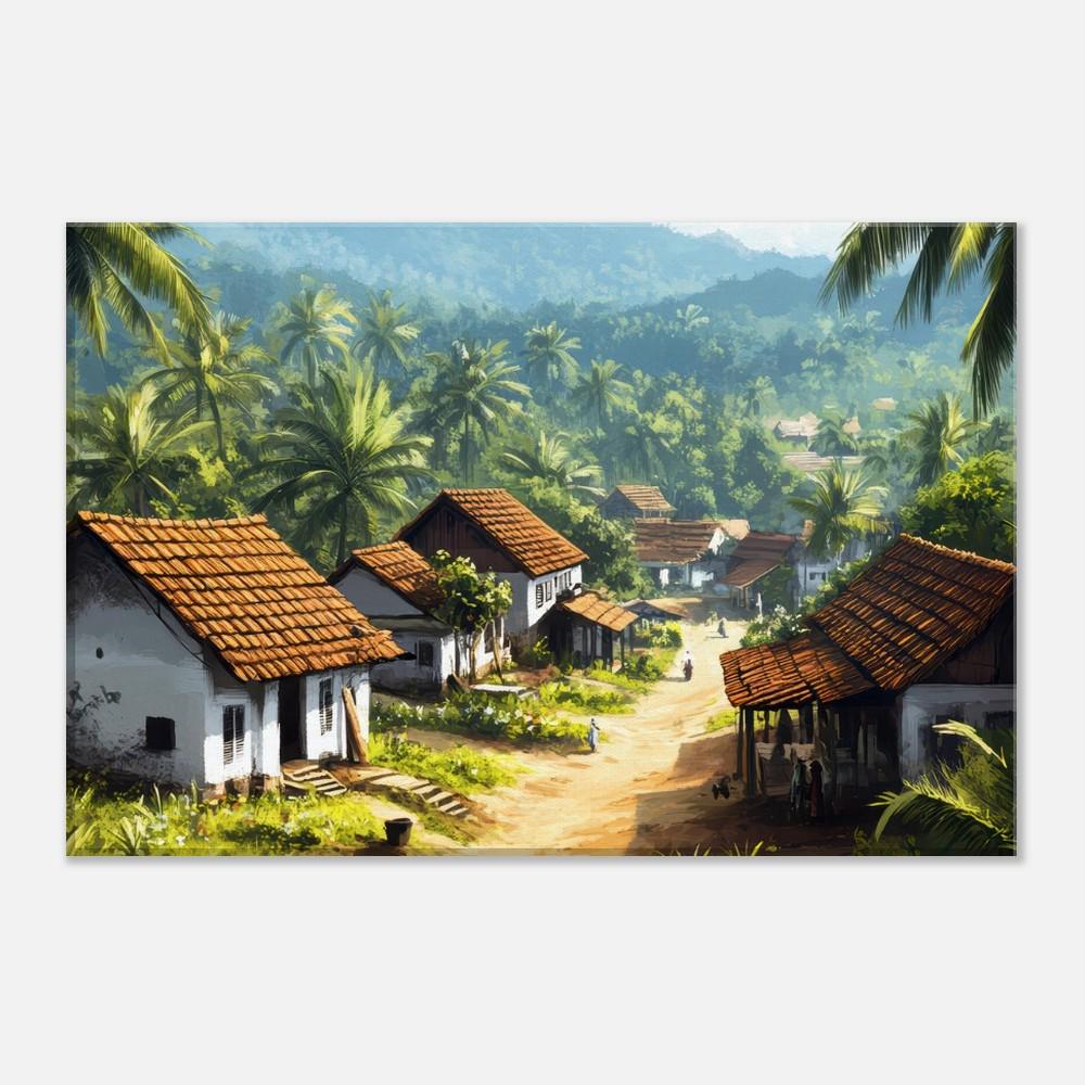 Peaceful Kerala Village Scene Canvas Print, India Heritage Ethnic Gift ...