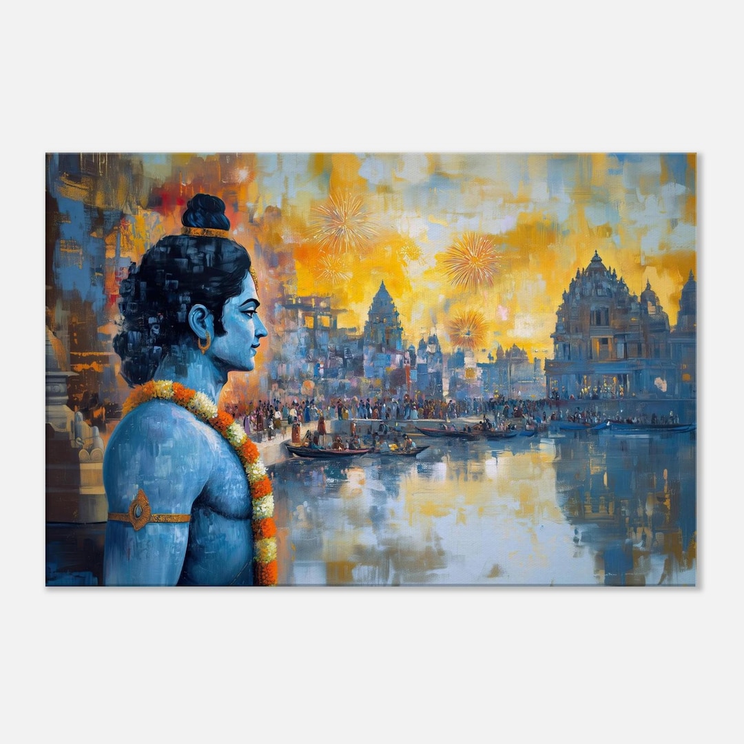 Ayodhya Celebrates Lord Rama's Return Canvas Print, Wall Art Home ...