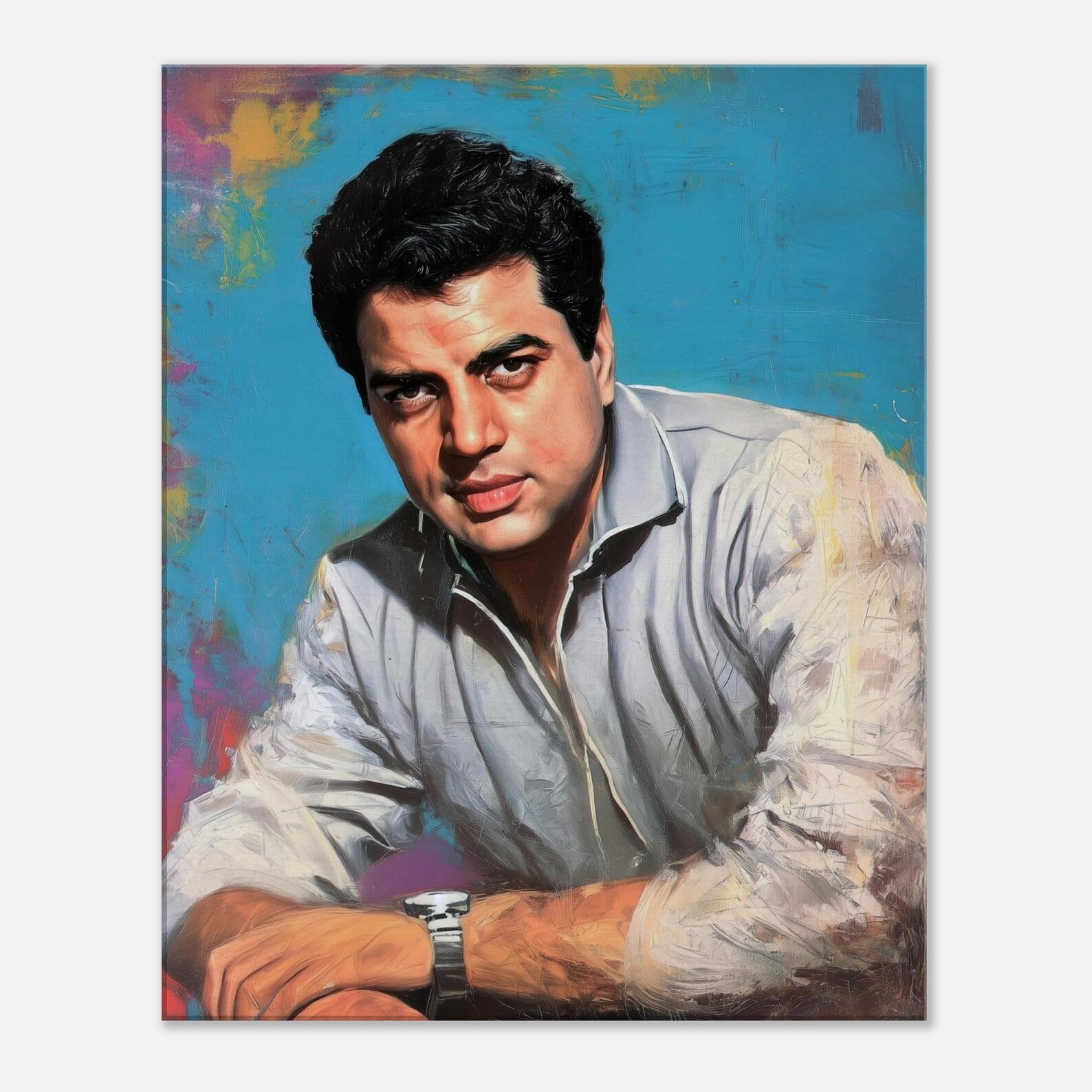 Dharmendra Retro Canvas Print, India Bollywood Heritage Fan Tribute ...