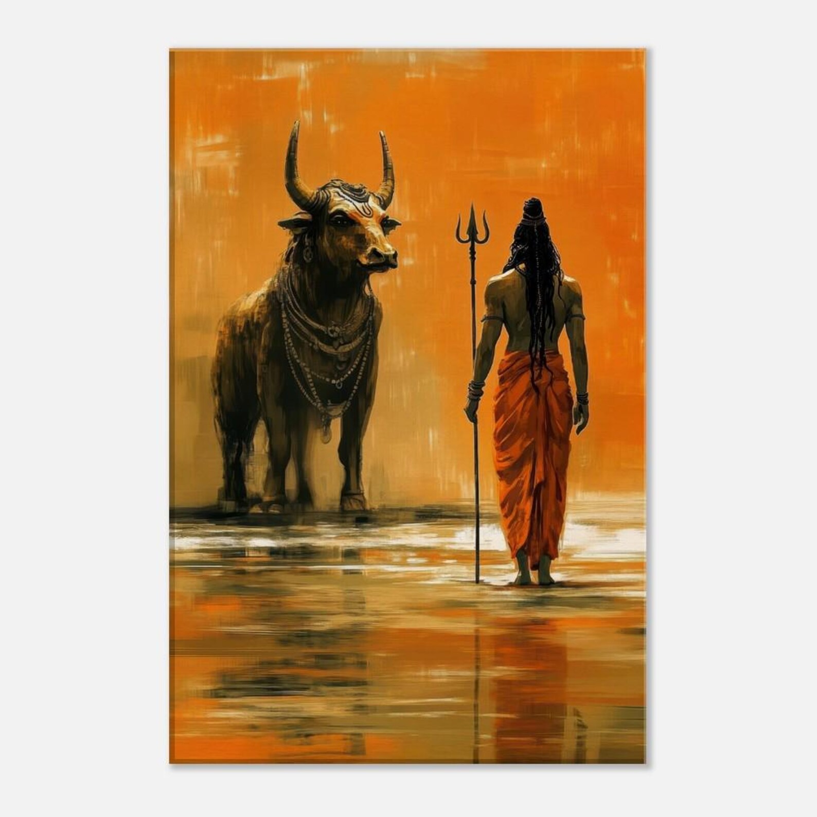 Lord Shiva and Nandi the Divine Bull Canvas Print, Wall Art Home Office ...
