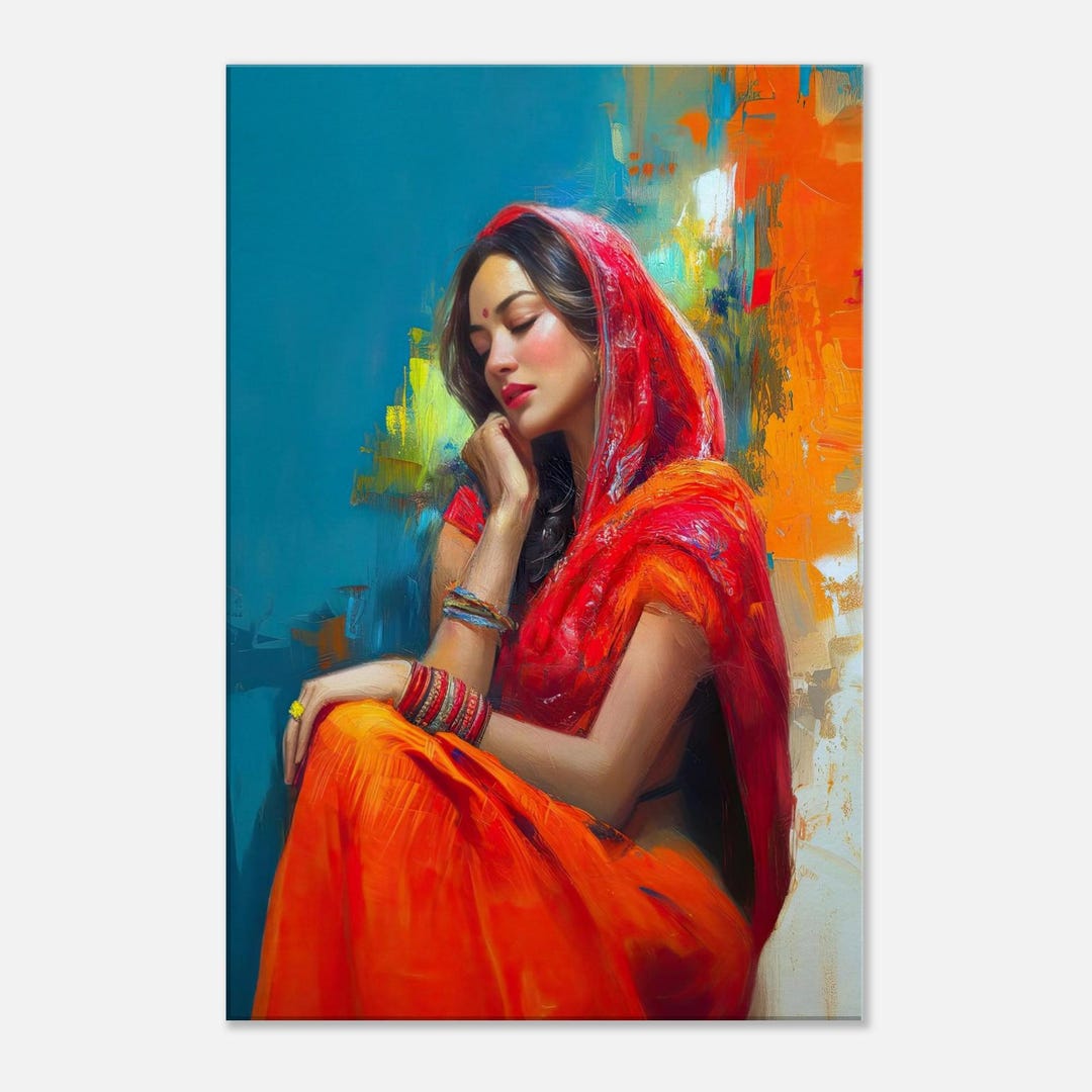 A Beautiful Nepali Lady in a Red Saree Canvas Print, Wall Art Home ...