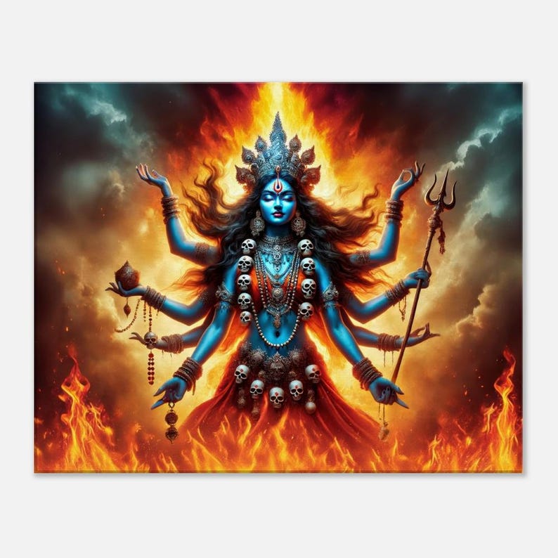 Kali Hindu Goddess of Destruction Flames and Fury Canvas Print, Hindu ...