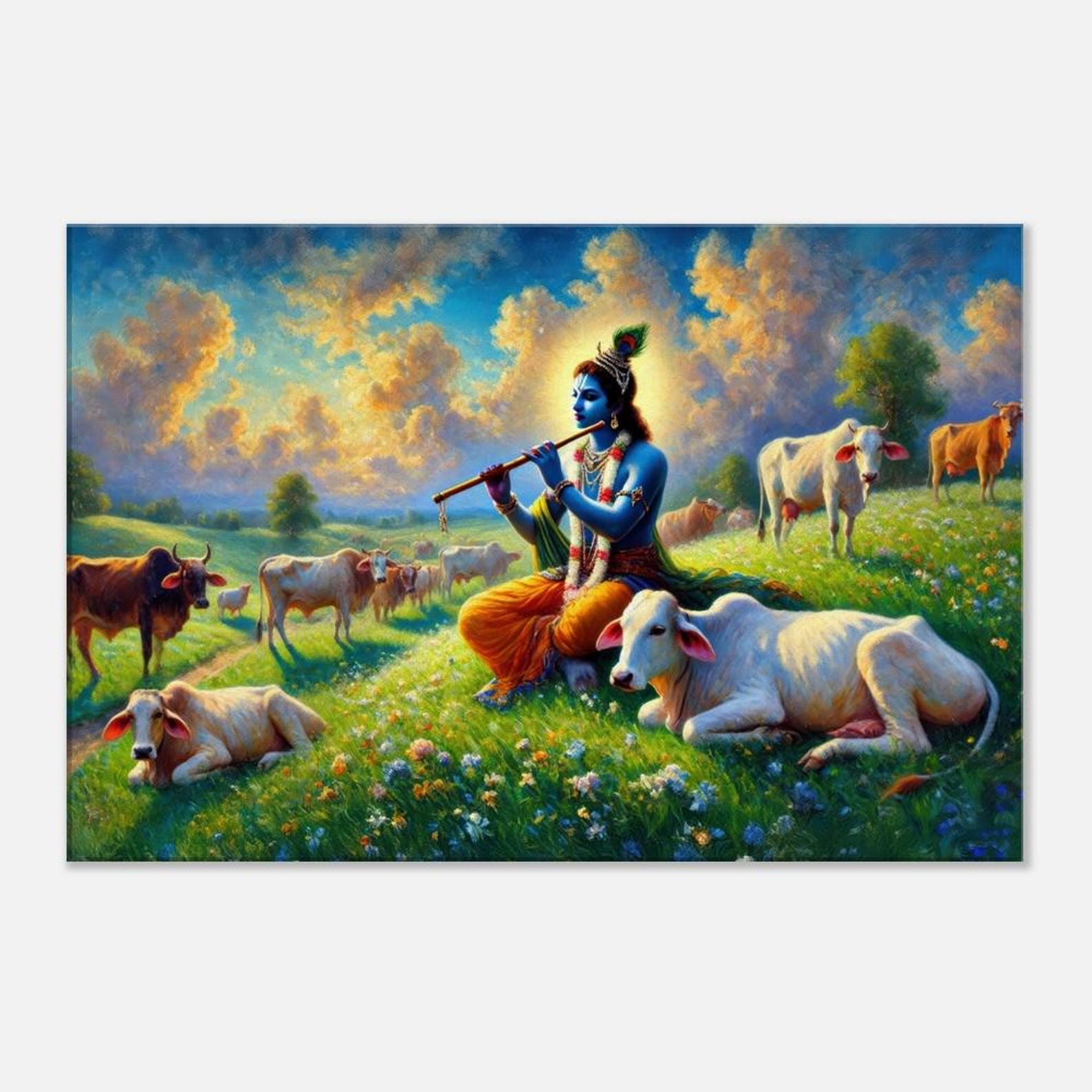 Gopala Krishna the Cowherd Canvas Print, Indian Ethnic Hindu Heritage ...