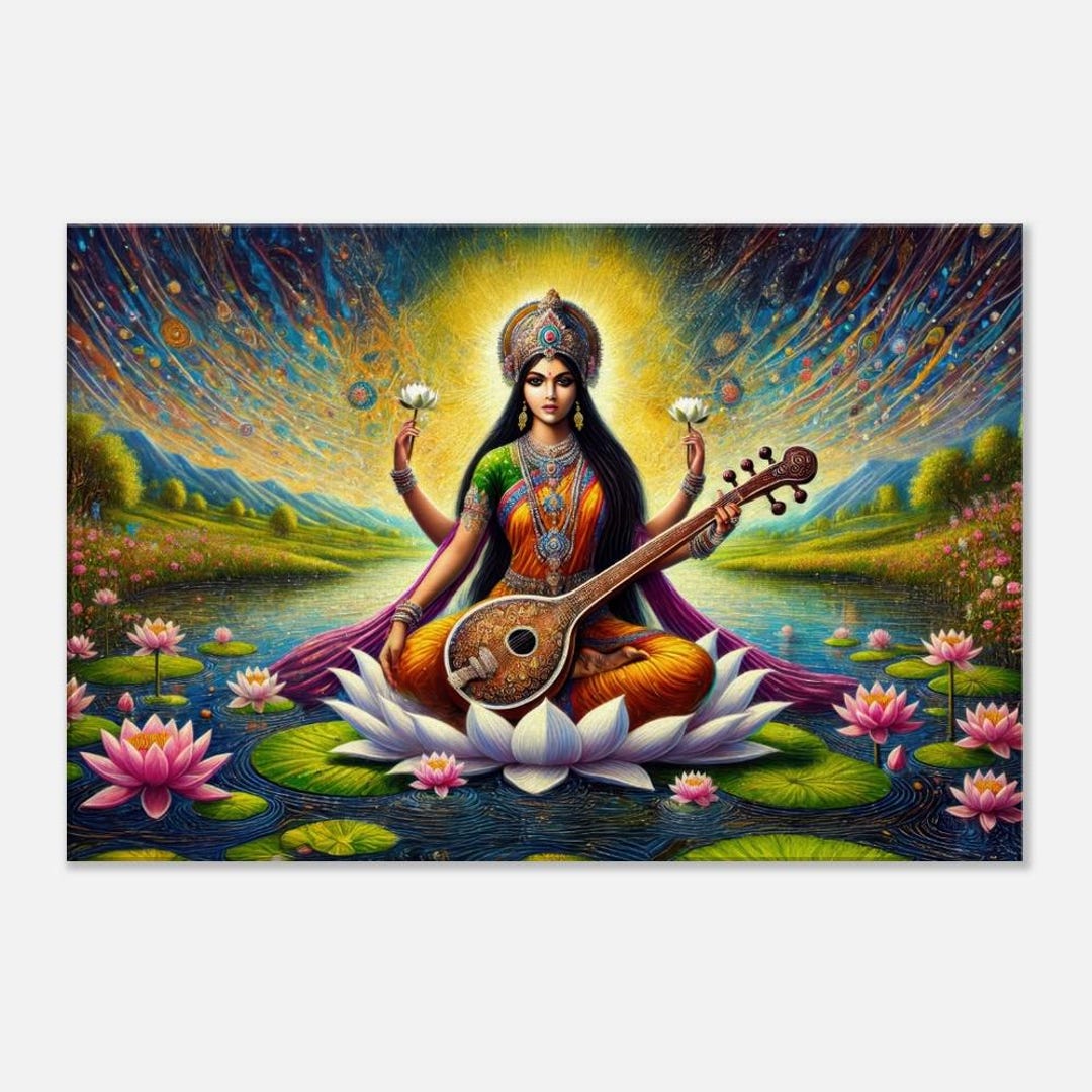 Saraswati - Goddess of Knowledge and Learning in a Mystical Landscape ...