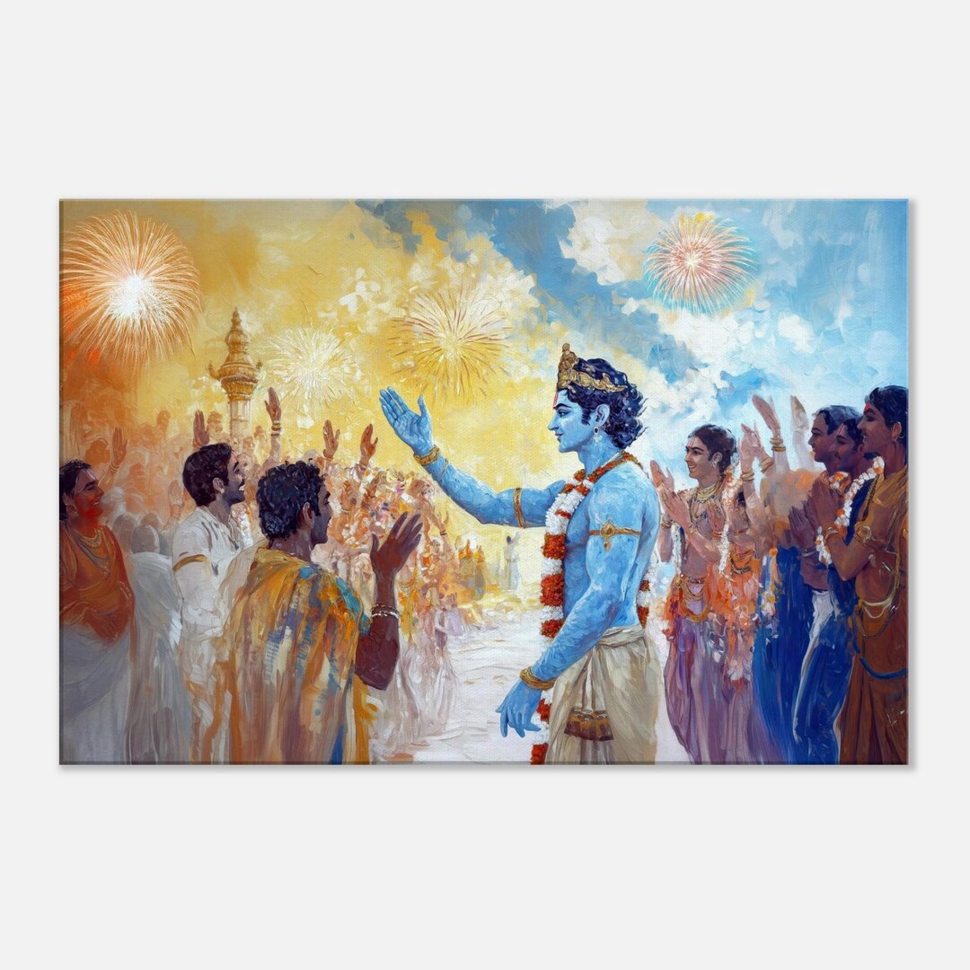 Lord Rama Returns to Ayodhya Canvas Print, Indian Hindu Ramayana ...