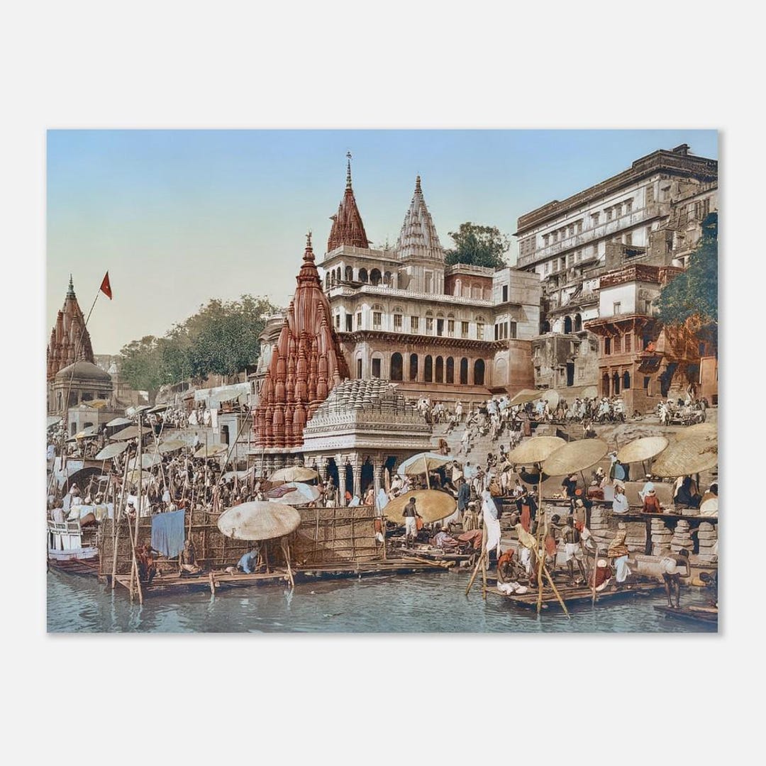 Varanasi 19th Century Scene Museum Quality Poster Photo Print, Wall Art ...
