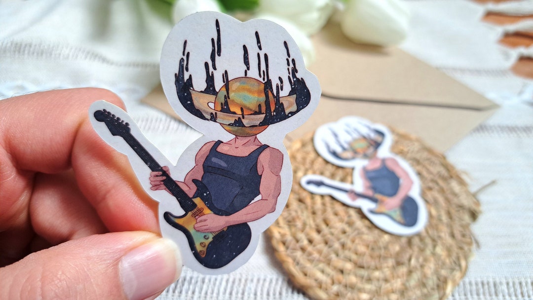 Guitarist Boy Matte Sticker Guitar Sticker Laptops Planet Guitarist Man ...