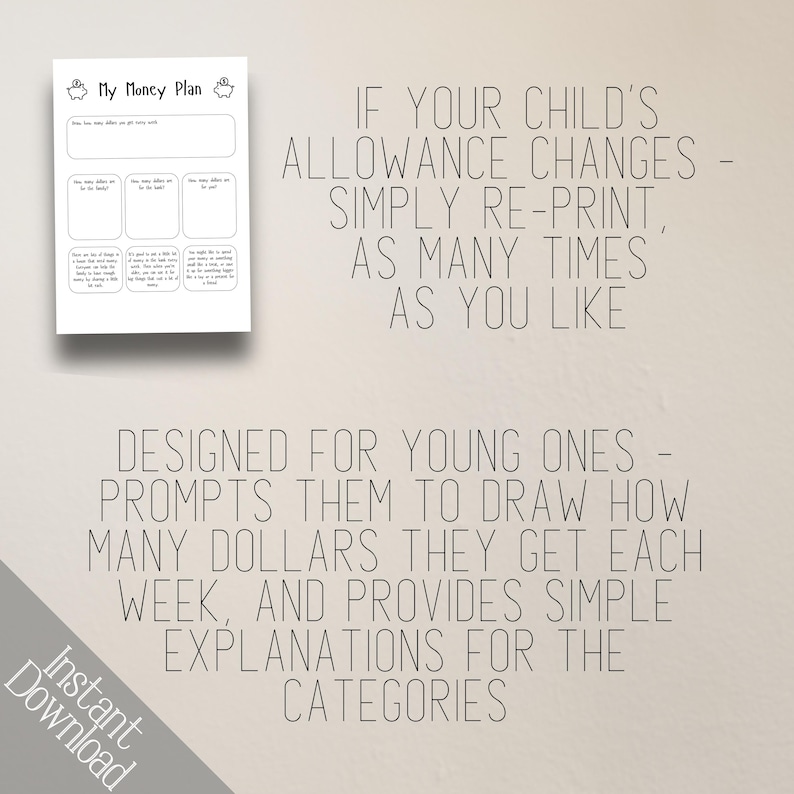 Children's Pocket Money Allowance Budget Planner, Savings Plan, Budget ...