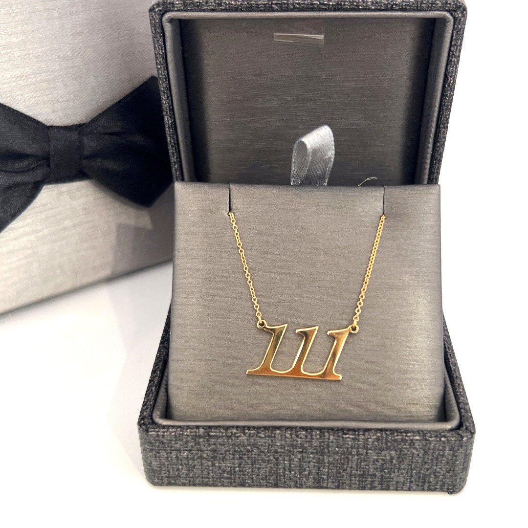 Personalized 14k Solid Gold Number Necklace - Lucky Number Charm ...