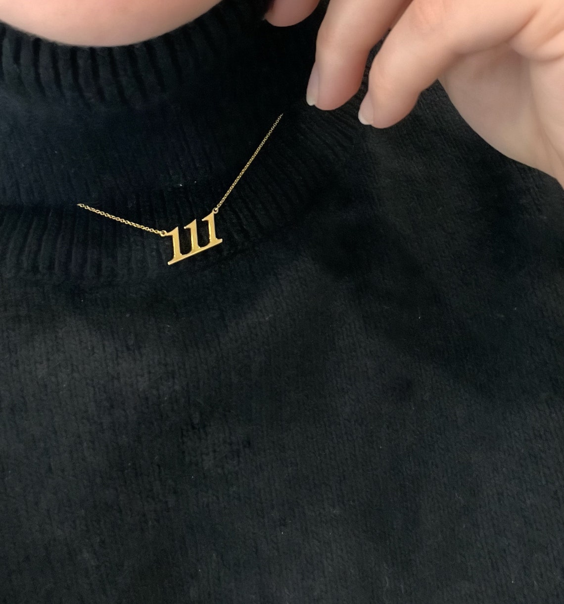 Personalized 14k Solid Gold Number Necklace Lucky 111 - Etsy