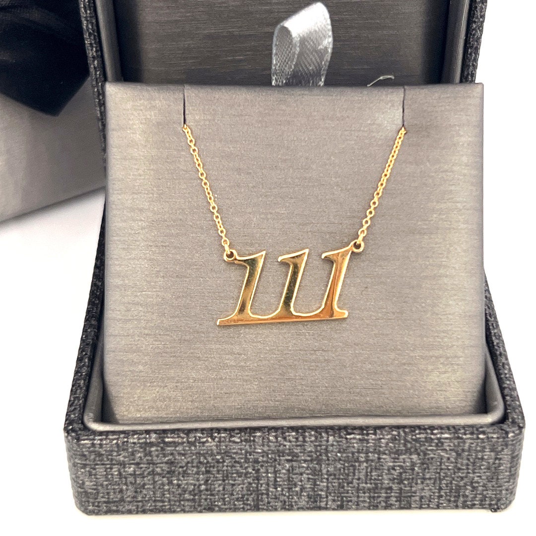 Personalized 14k Solid Gold Number Necklace - Lucky Number Charm ...