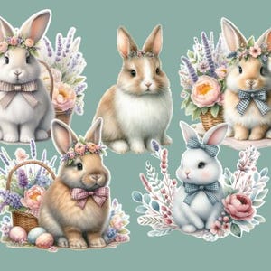 10 Cottagecore Bunny Digital Downloads - Adorable Floral Bunny Pngs ...