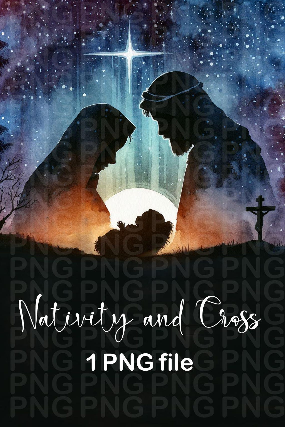 Nativity and Cross PNG Image - Etsy
