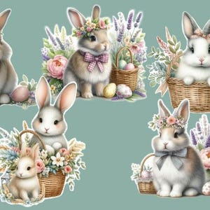 10 Cottagecore Bunny Digital Downloads - Adorable Floral Bunny Pngs ...