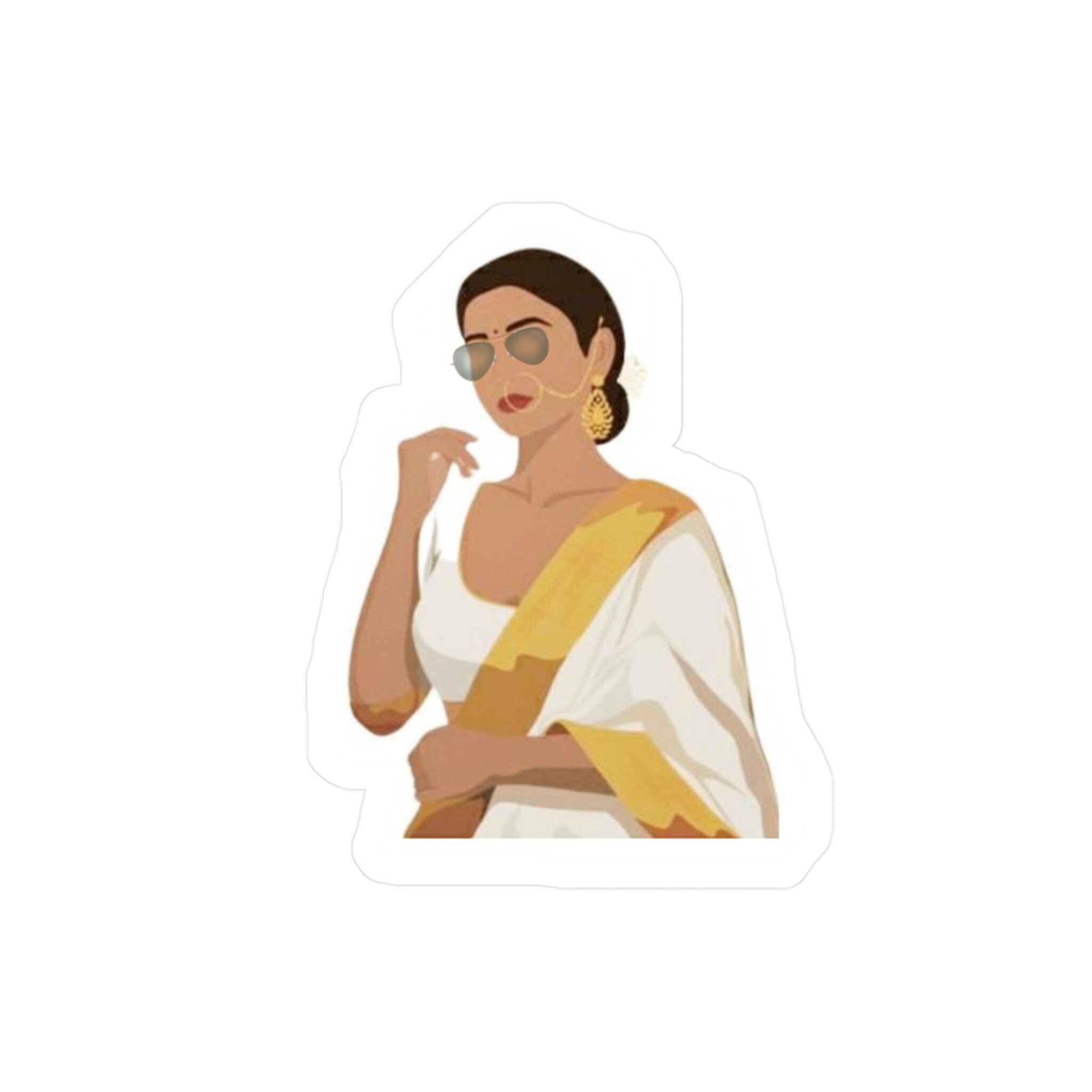 Kerala Girl Sticker, Malayalee, Onam Saree, Sari - Etsy