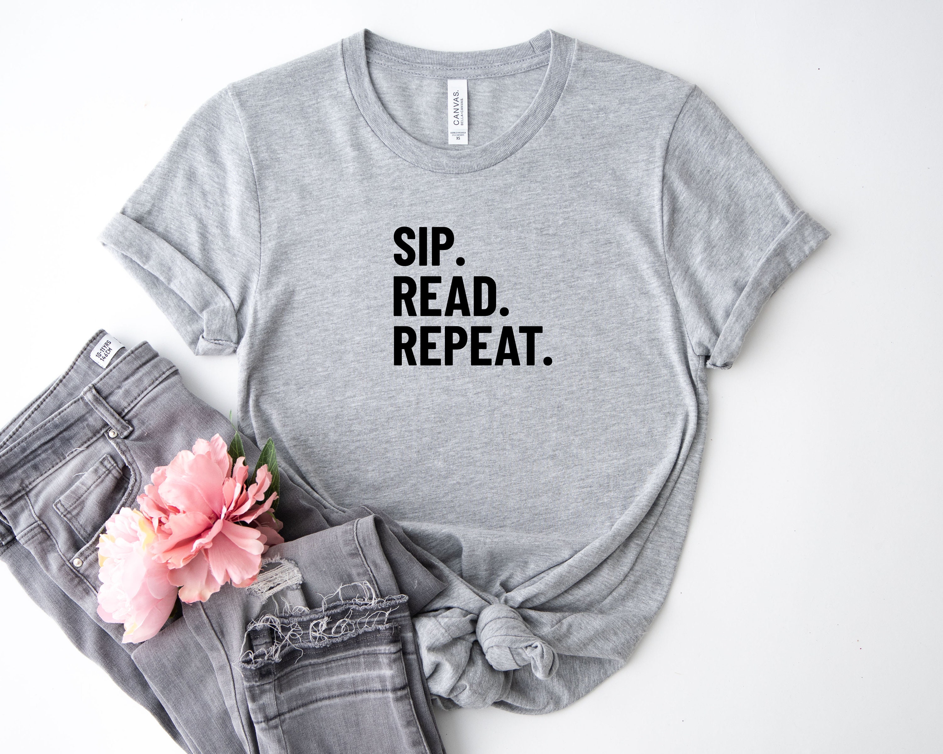 Sip Read Repeat Shirt Reading Book Lover Teacher Book Lover - Etsy