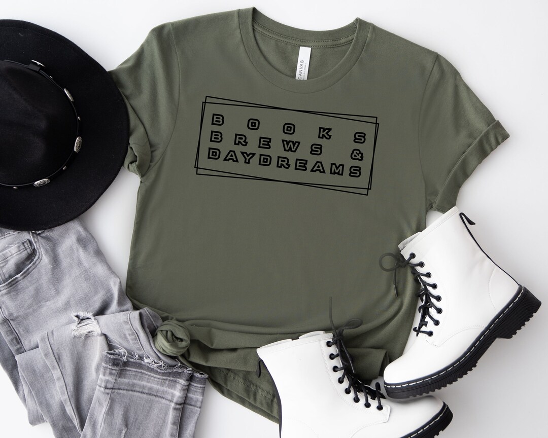 Books Brews & Daydreams Shirt, Reading Book Lover, Teacher, Book Lover ...