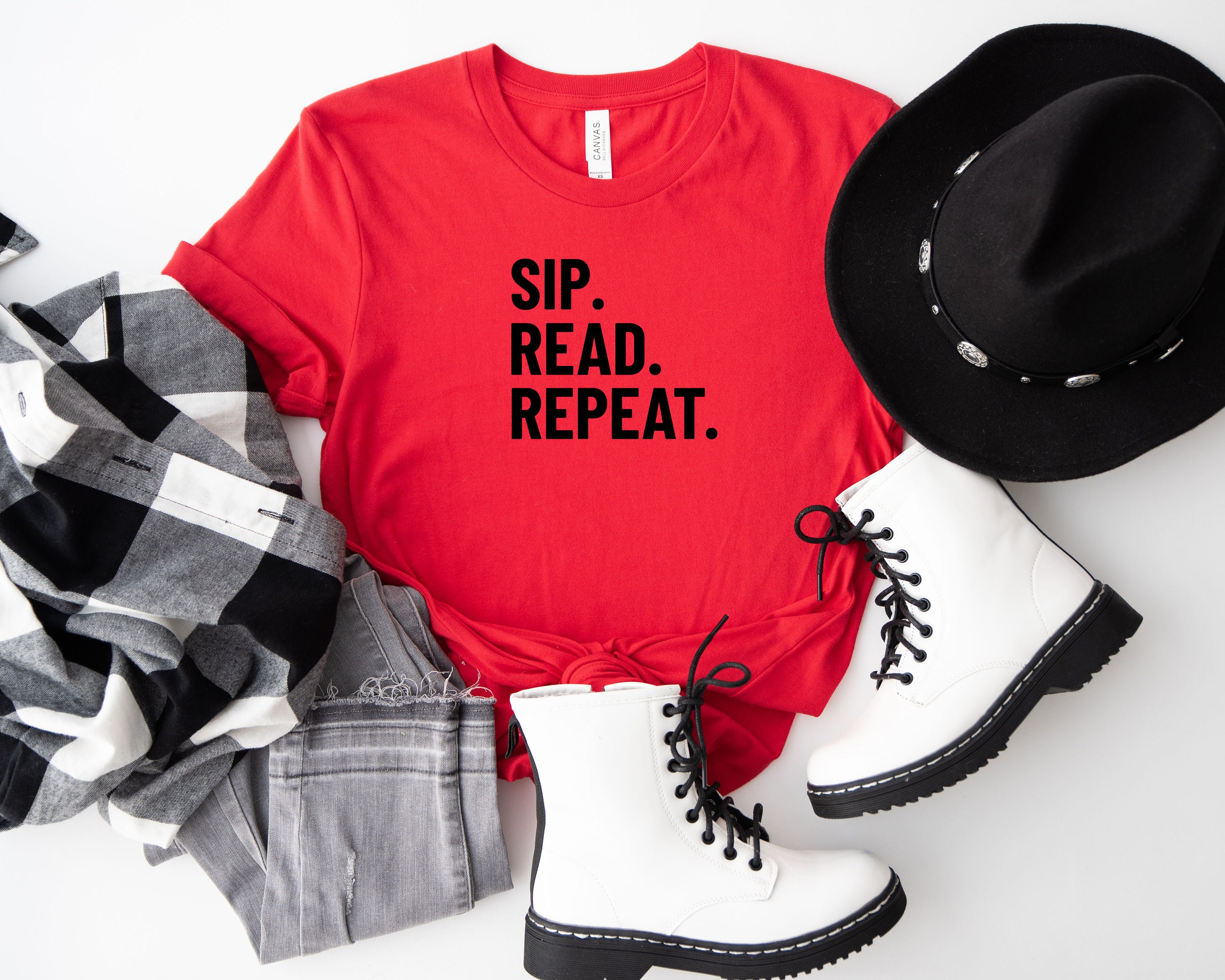 Sip Read Repeat Shirt Reading Book Lover Teacher Book Lover - Etsy