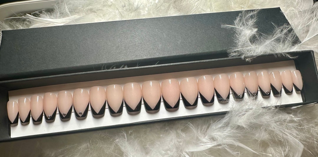 Black French V Tips/press on Nails/soft Gel Tips/gel X Tips/ French ...