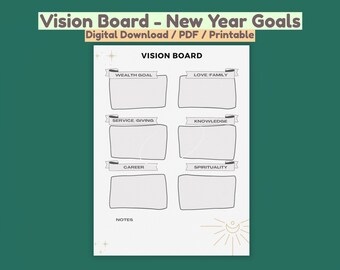 Minimal 2024 New Year Goals, Vision Board, Planner, Digital ...