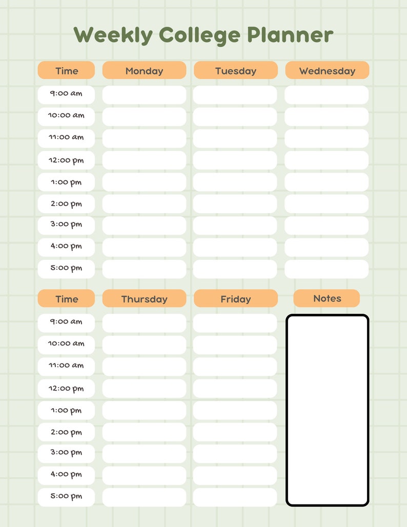 Weekly College Planner / School Planner / School Scheduler / Digital ...