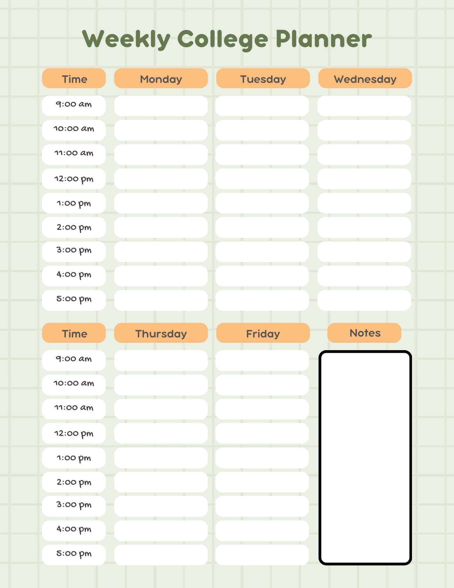 Weekly College Planner / School Planner / School Scheduler / Digital ...