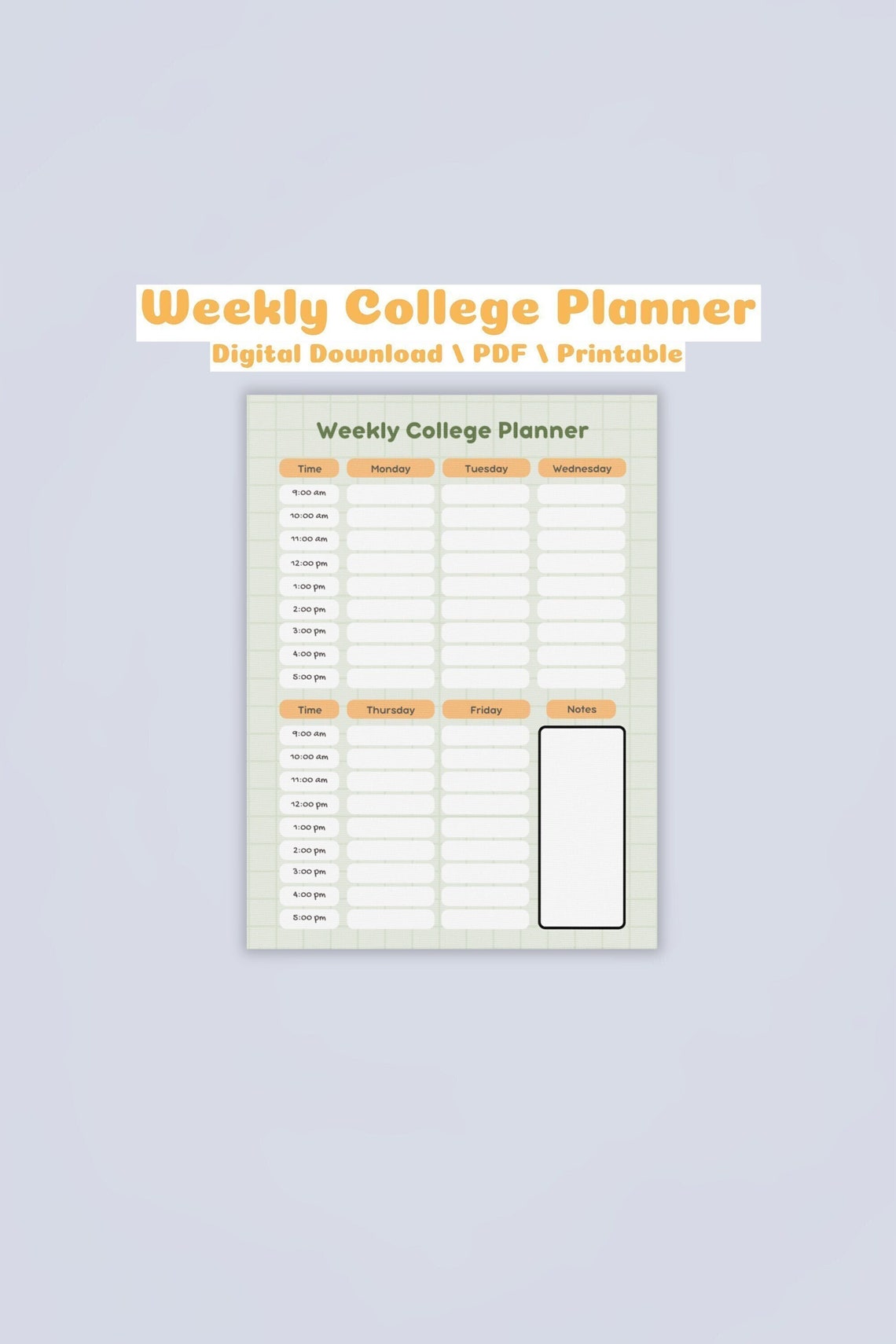 Weekly College Planner / School Planner / School Scheduler / Digital ...
